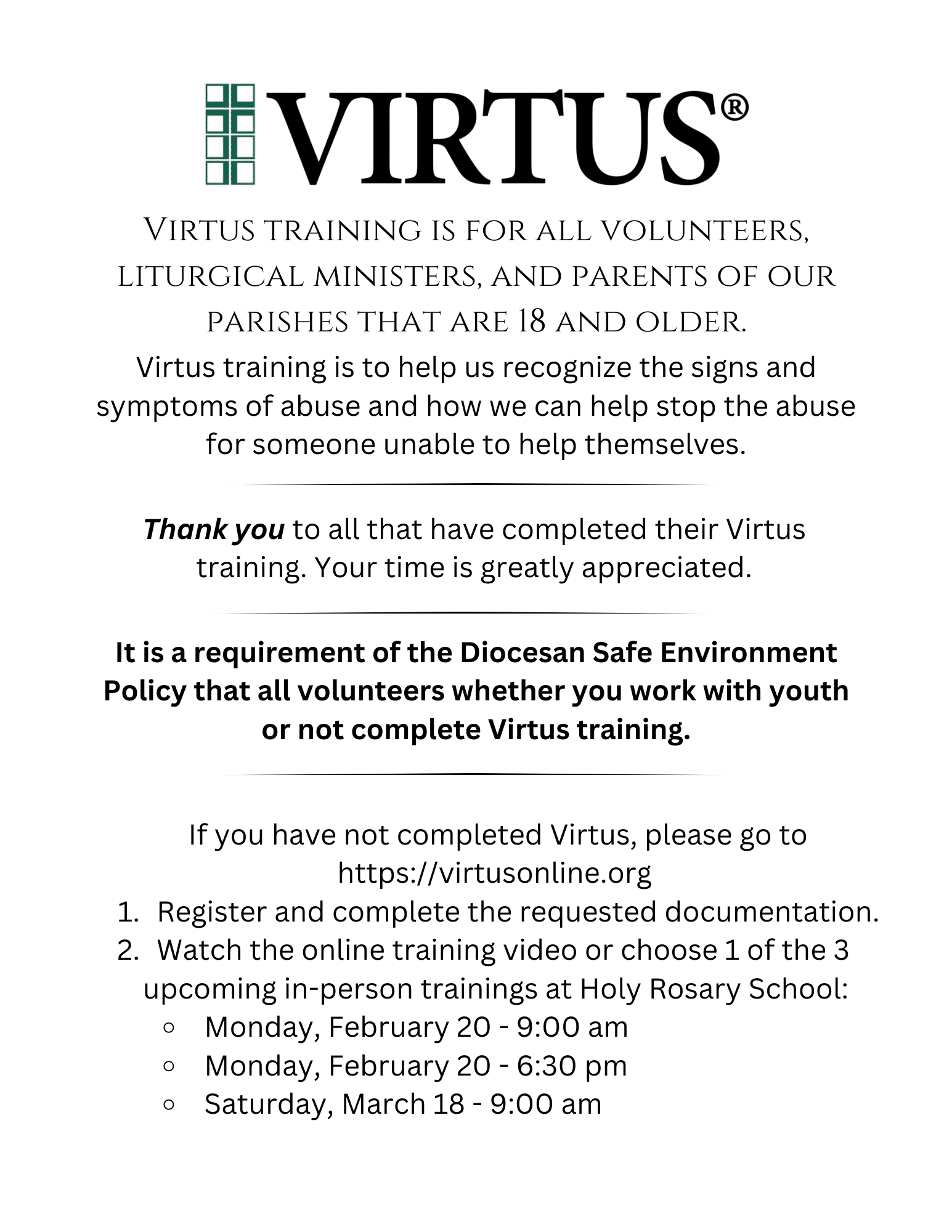 Org Virtus Training VIRTUS® Online