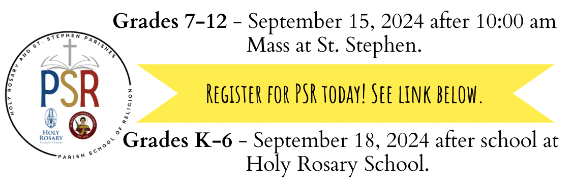 Sept 15 PSR Bulletin – Holy Rosary Catholic Church